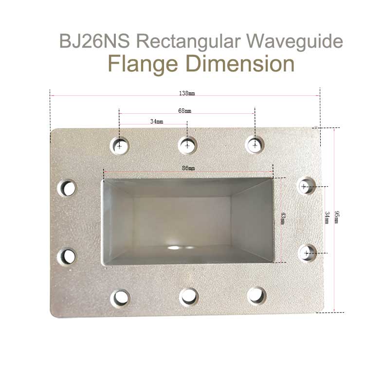 Rectangular waveguide, rectangular waveguide BJ-26NS, rectangular microwave waveguide BJ26